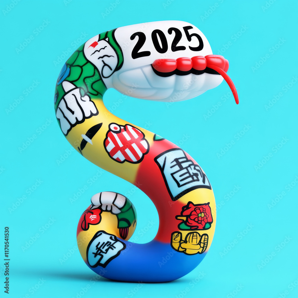Colorful snake sculpture representing Year of Snake, featuring vibrant ...
