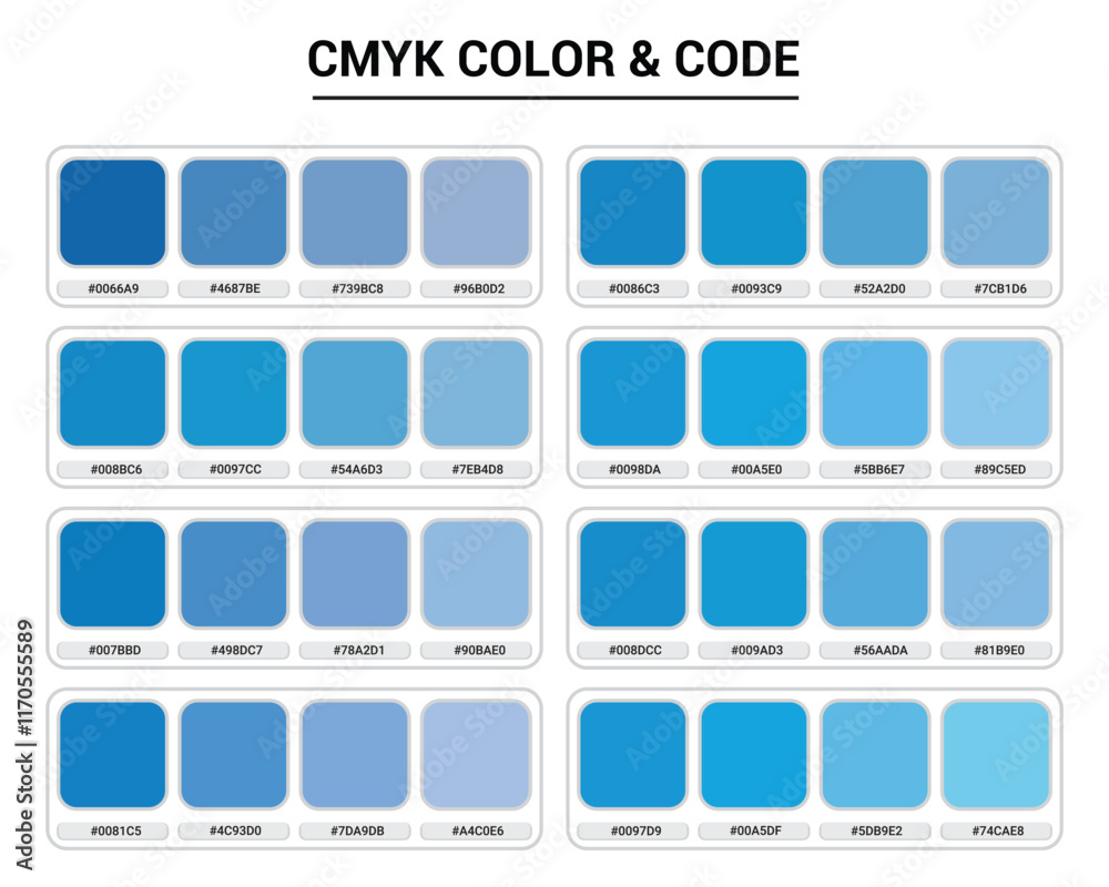 Blue pastel Color Guide Palette with color Names. Color Palette ...