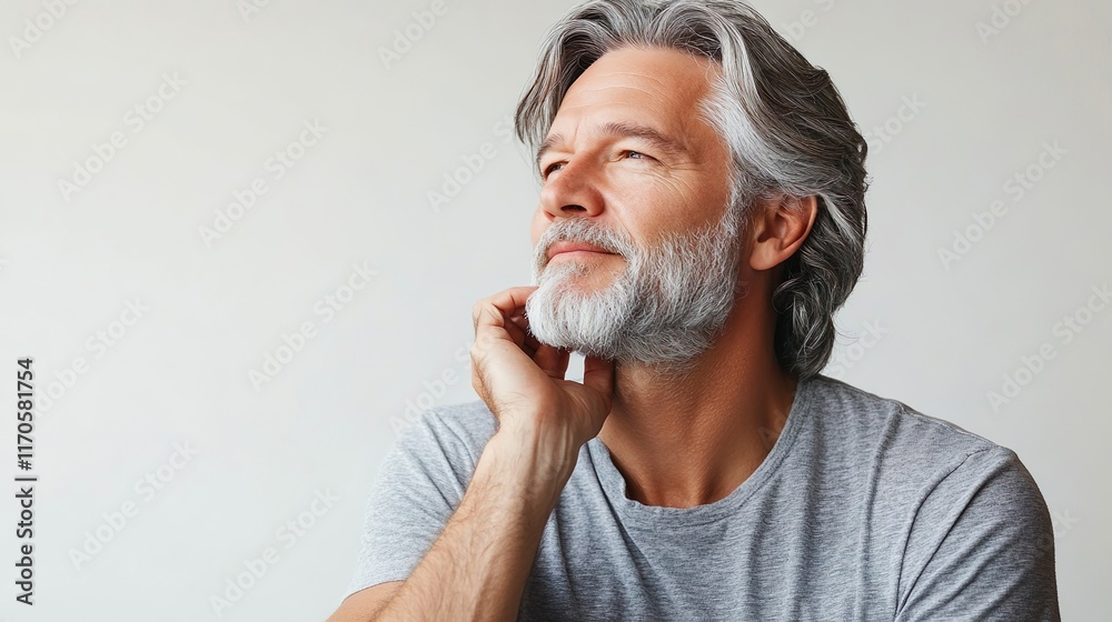 Happy middle aged 45 years old man isolated on white background ...