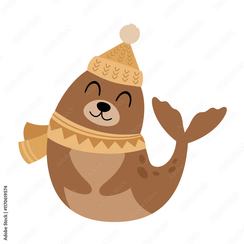 Fur Seal clipart. Cute Arctic animal clipart. Hand draw vector ...