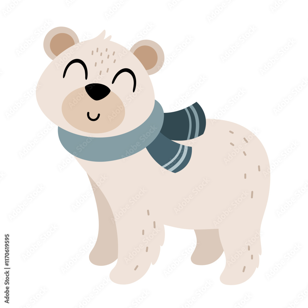 Polar bear clipart. Cute Arctic animal clipart. Hand draw vector ...