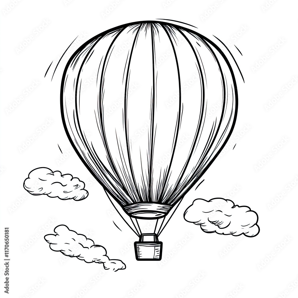 Stock-Illustration „Simple Hot Air Balloon Coloring Page for Kids ...