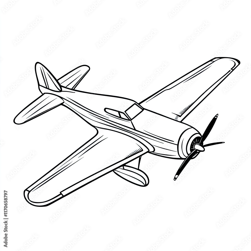 Simple Airplane Coloring Page Illustration for Kids: Easy Fun Activity ...