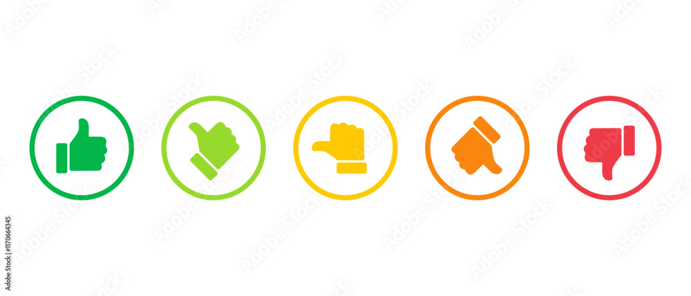 Rating and feedback scale symbol on circle outline. Excellent, good ...