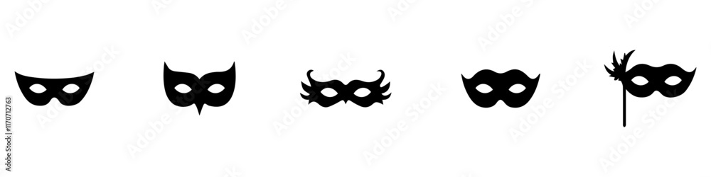 Masquerade icon vector set. Mask illustration sign collection. Carnival ...