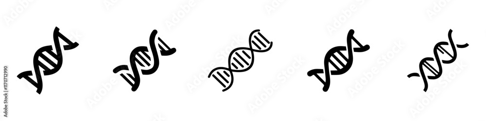 DNA vector icons set. Genetic concept. Life gene model bio code ...