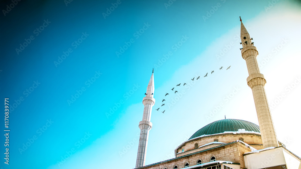 Ramadan or Islamic background for Elegant mosque with minarets and ...