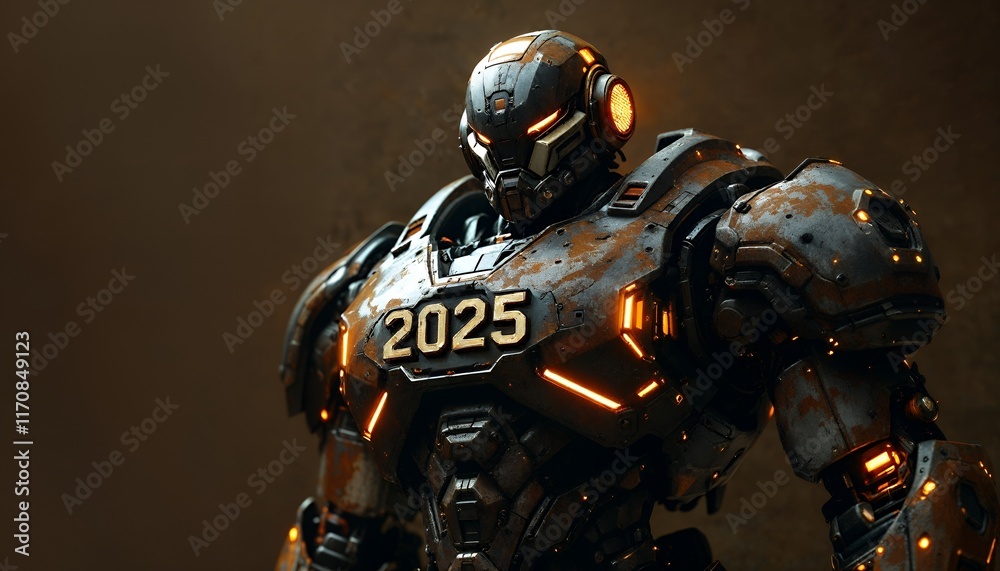 Powerful 2025 Mech: Dark, Gritty Sci-Fi Robot Artwork Stock Photo ...