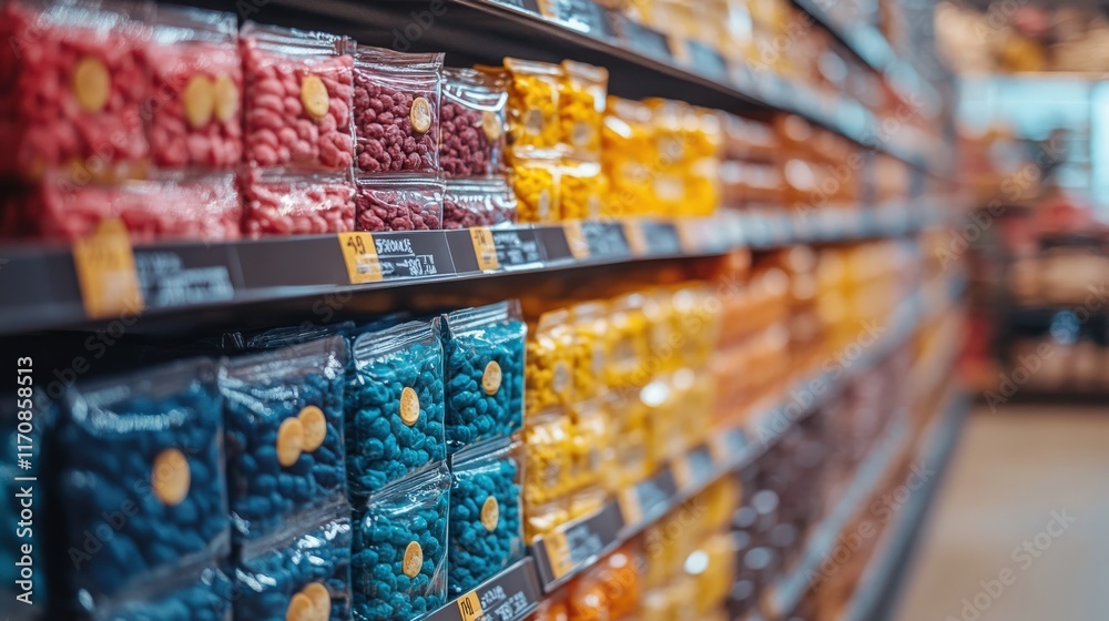 Colorful Candy Aisle Display in a Grocery Store with Various Sweet ...