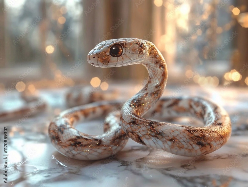 Beautiful fantasy cartoon snake with glitter and sparkle on scales ...