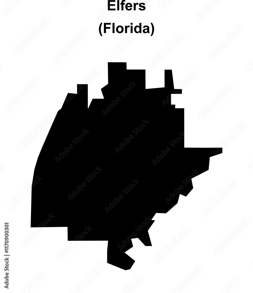 Elfers (Florida) blank outline map Stock Vector | Adobe Stock