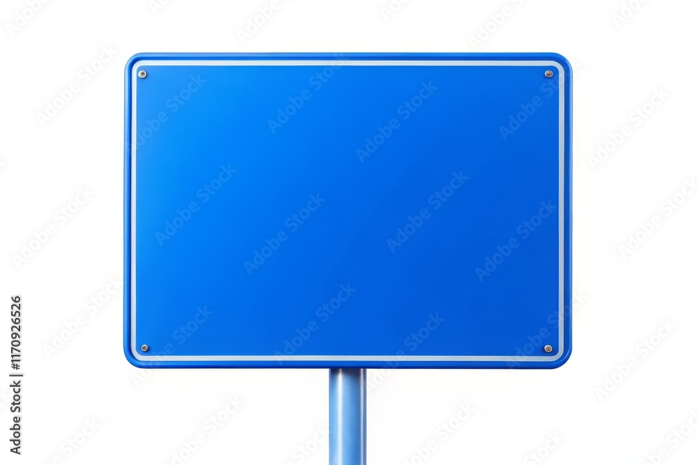 Isolated Blue Signboard, Blank Template, White Background, High ...