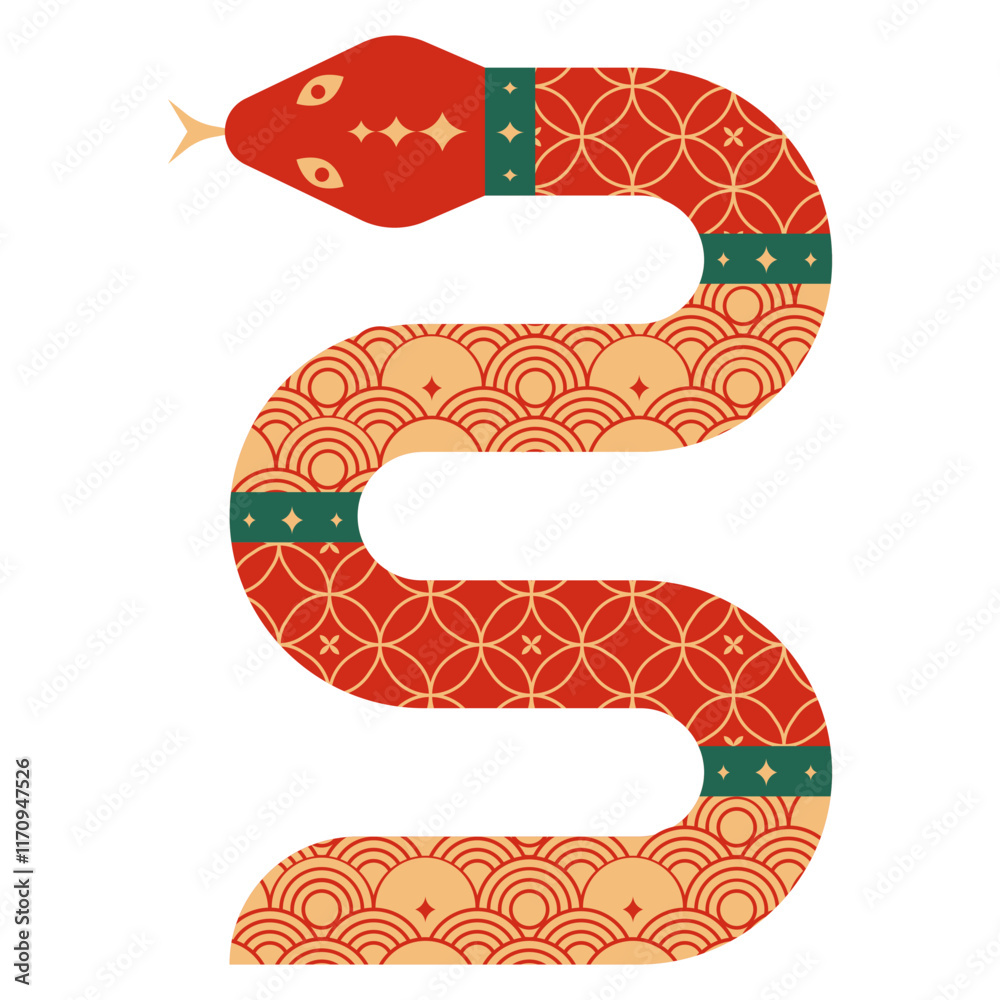 Red snake illustration for chinese new year and zodiac horoscope symbol ...