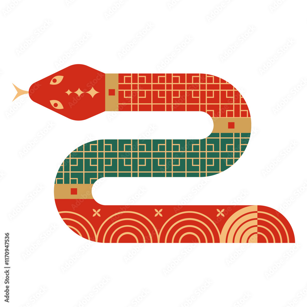 Red snake illustration for chinese new year and zodiac horoscope symbol ...