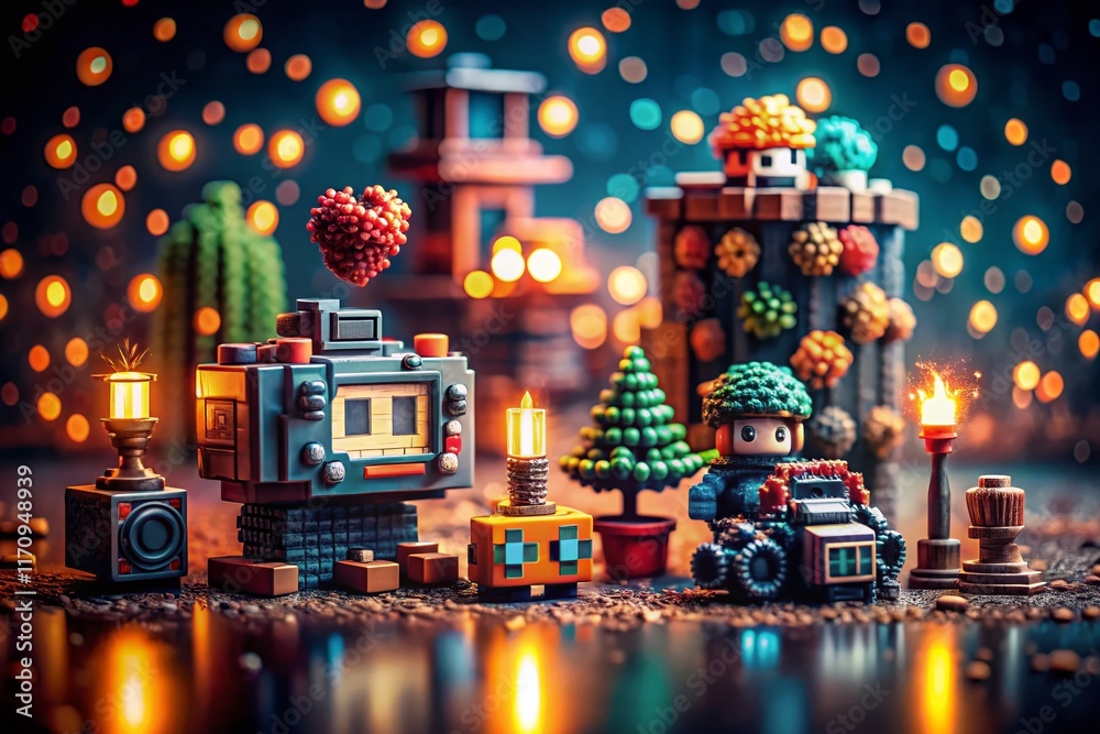 Low Light Pixel Art Item Collection: Retro 8-bit Game Assets Stock ...