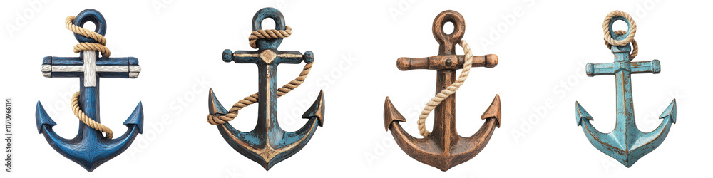 A collection of vintage nautical anchors depicting the timeless ...