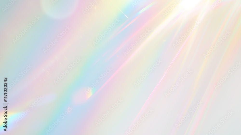 Holographic rainbow light refraction texture overlay with abstract soft ...