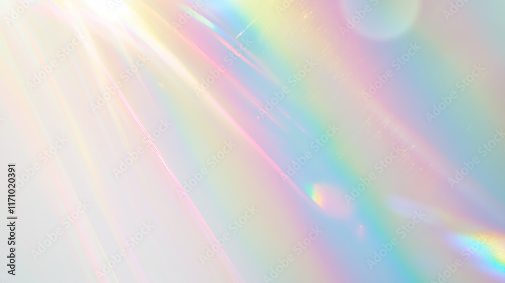 Holographic rainbow light refraction texture overlay with abstract soft ...