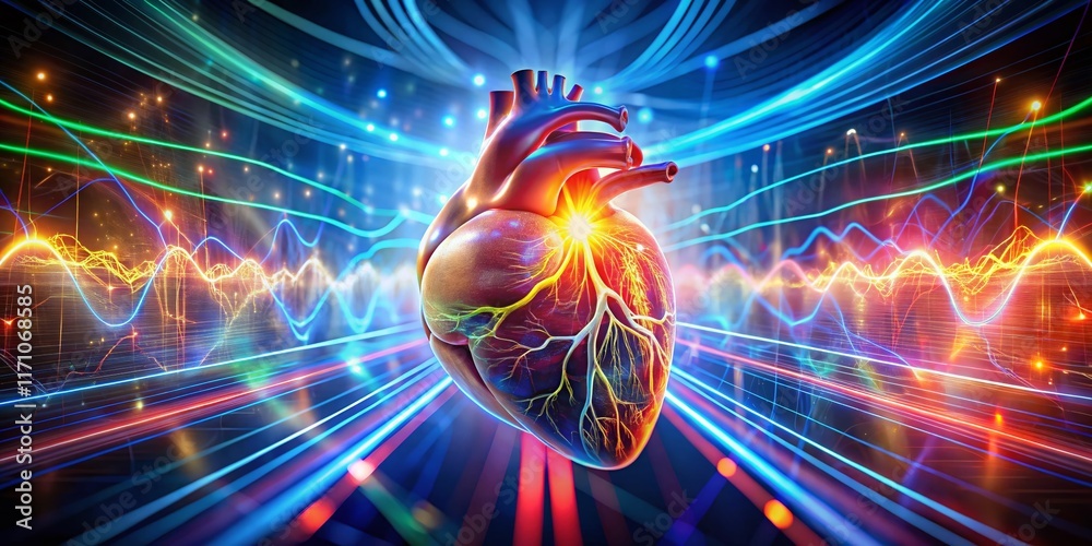Panoramic Medical Illustration: Atrial Pacemaker Rhythm - Heartbeat ...