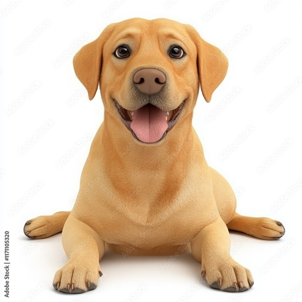 High Detail Labrador Dog in Animated GIF Style with Clean Edges on Pure ...