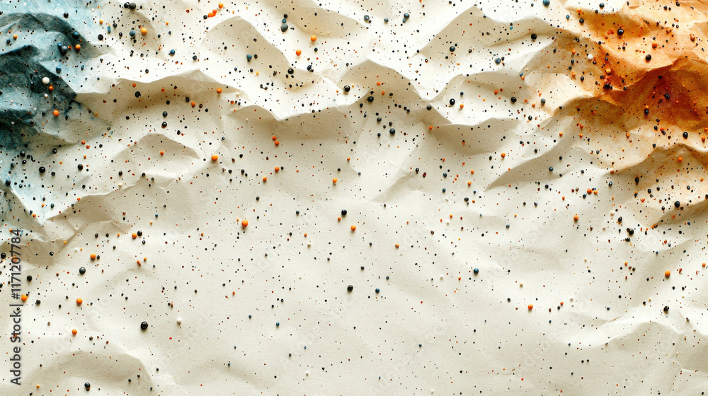 Textured paper background with colorful speckles and creases ...