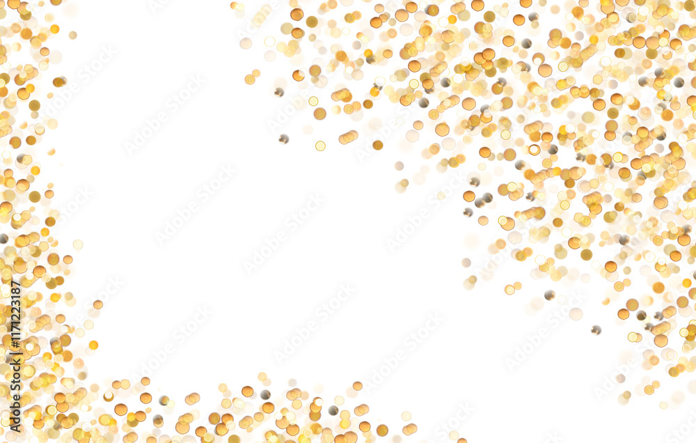 Gold glitter particles isolate on png or transparent background with sparkling snow, star light ...