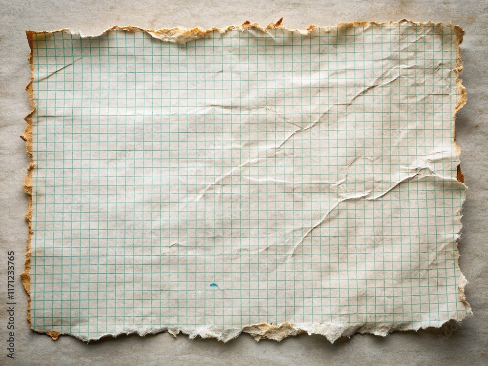 Vintage Torn Graph Paper Texture: White Ripped Paper Background for ...