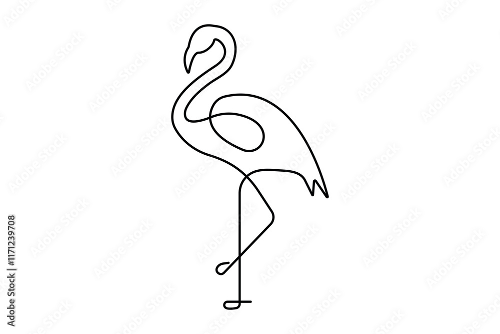 Flamingo bird continuous one line drawing of outline vector ...