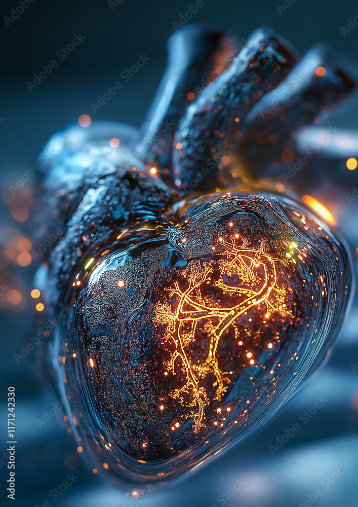 Holiday heart syndrome. Close-up image of heart anatomy highlighting ...