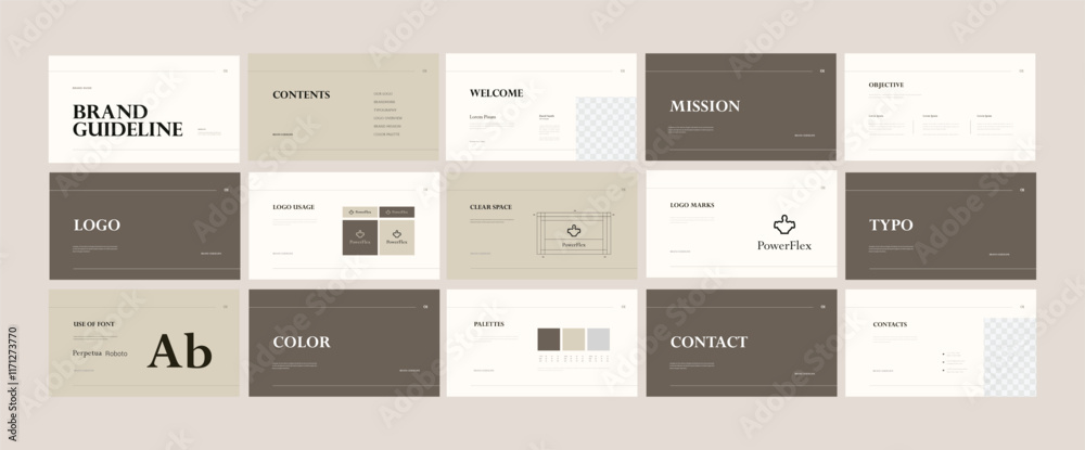 Brand guidelines templates, brand identity presentation, logotype ...