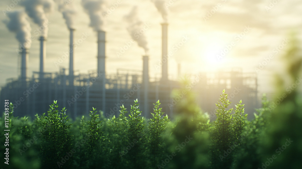 Innovative scenes in eco-friendly smart factories, showcasing modern ...