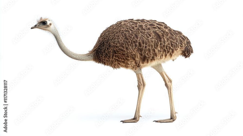 Side view full body length portrait of emu ostrich animal isolated on ...