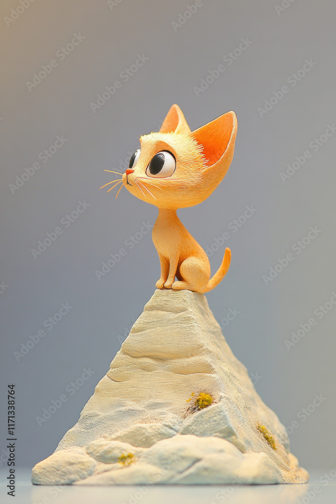 Claymation cat, A claymation Sphynx cat is depicted sitting on a ...
