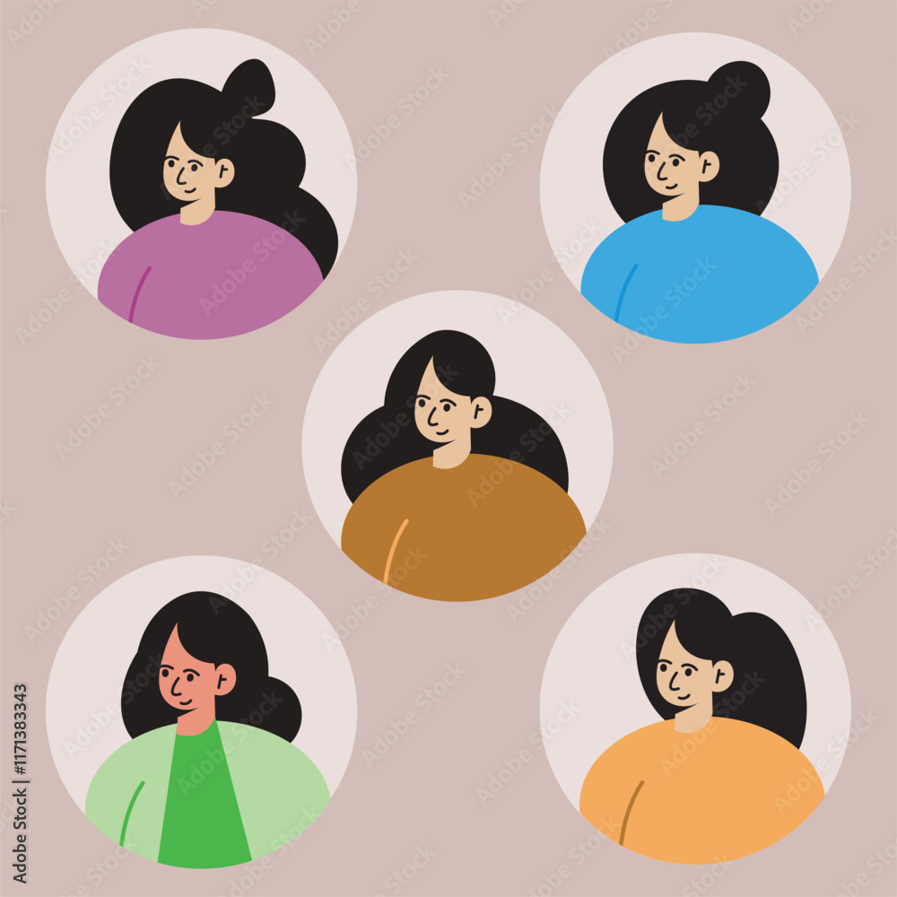 female faces avatar set. Diverse people avatar profile icons. User ...