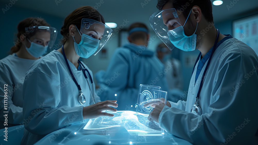 Foto de Stock Interactive holograms for patient education. Realistic 3D ...