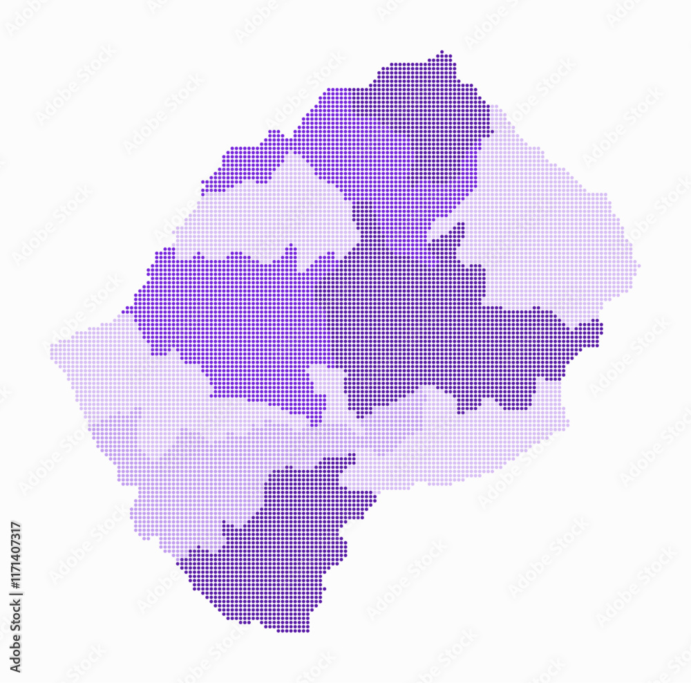 Lesotho dotted map. Digital style map of the country on white ...