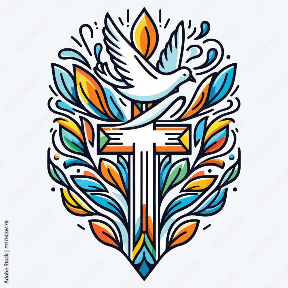 Christian illustration. Church logo. The cross of the Lord and Savior ...