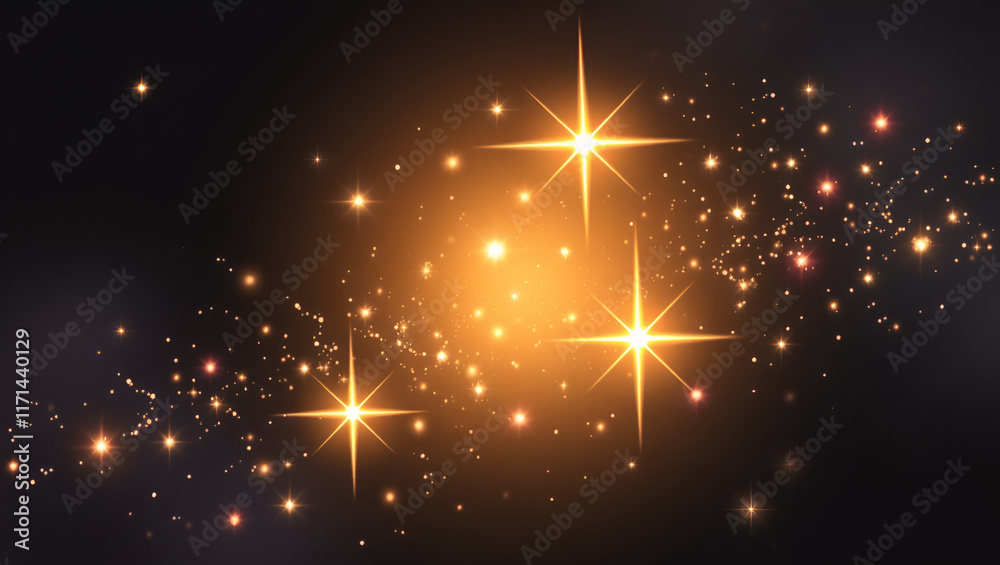 Star light and shine glow, vector sparks and bright sparkles effect on ...