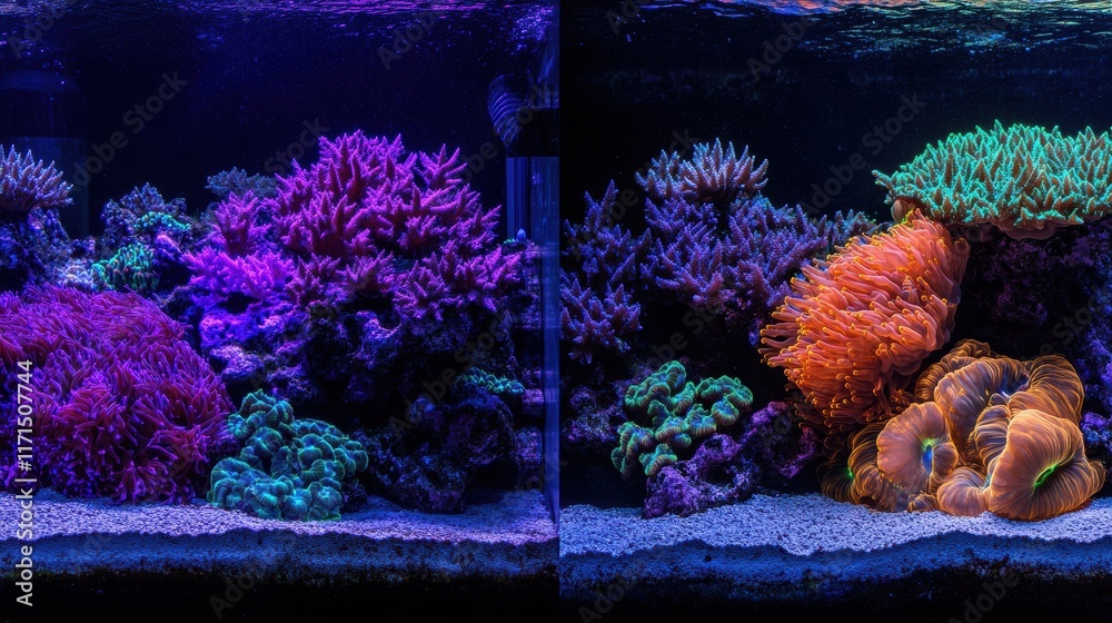 Coral Reef Bleaching Impact Ocean Visual Comparison Marine Environment ...