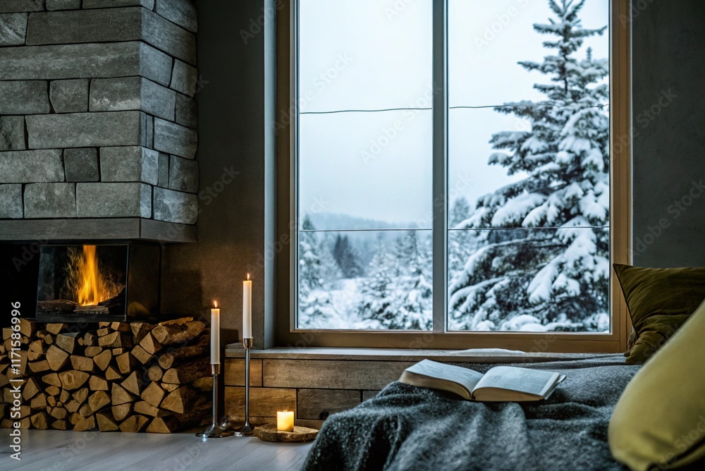 Cozy Living Room Of This Smart Home Is A Winter Wonderland With A