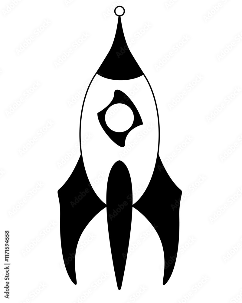 The rocket is standing upright - preparation for takeoff - vector black ...