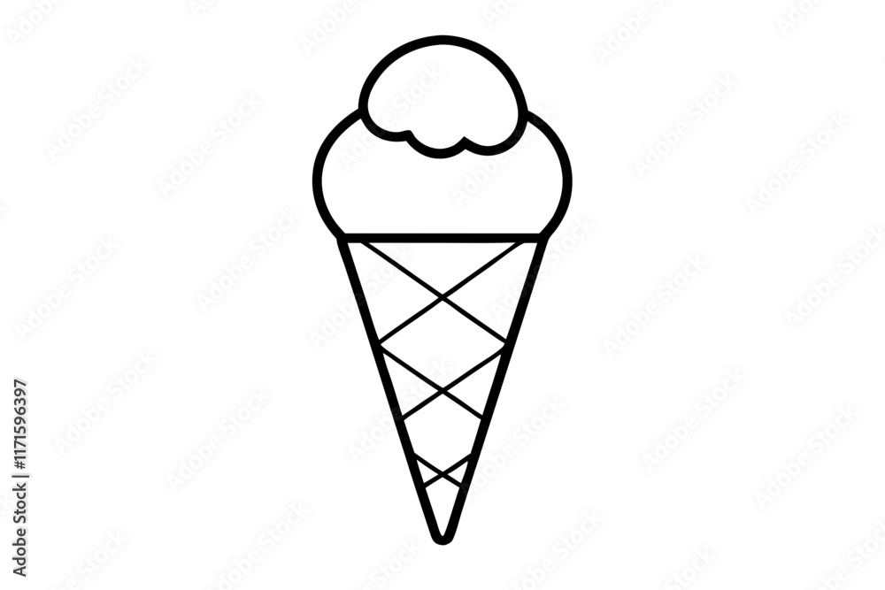 Ice Cream Cone Outline SVG Illustration - Minimalist Line Drawing Stock ...