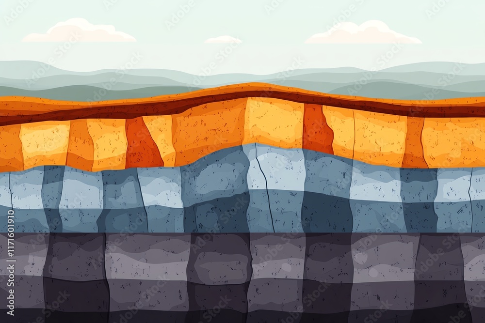 Cross-section illustration of Earth's layers Stock Illustration | Adobe ...