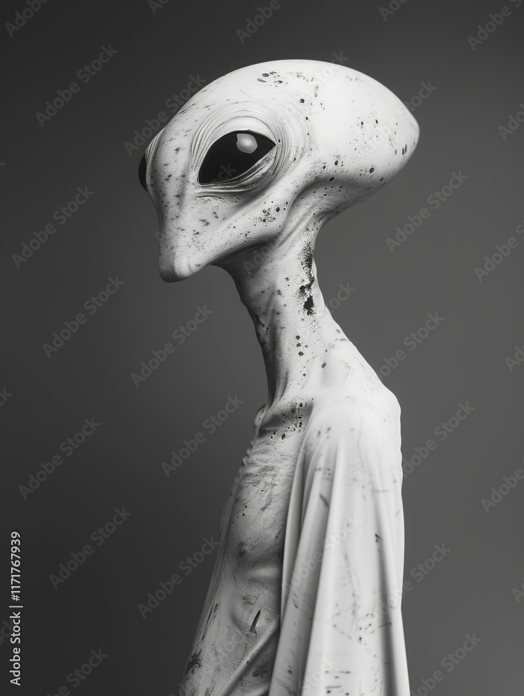 Retro 1960s 1950s style vintage b-movie reptilian space alien little ...