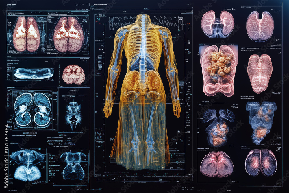AI interface showing detailed CT scan analysis for medical evaluation ...