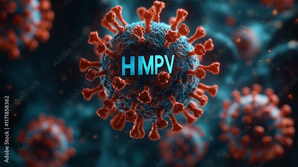 Illustration Stock Human metapneumovirus or HMPV, virus causing upper ...