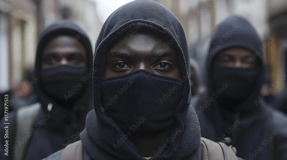 young UK Muslim gangs in the streets, they're wearing ski masks Stock ...