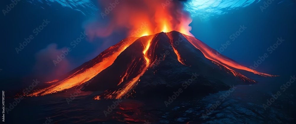 Dynamic images of underwater volcanic eruptions juxtaposing fiery ...