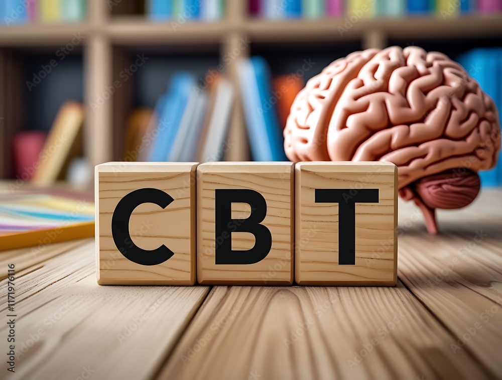 Cognitive Behavioral Therapy concept illustrated with CBT blocks and a ... Cognitive Behavioral Therapy concept illustrated with CBT blocks and a ...