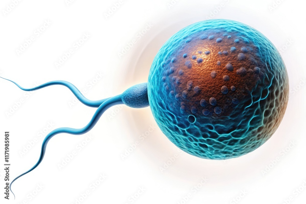 High-resolution 3D model of a sperm cell, detailed and realistic, on a ...
